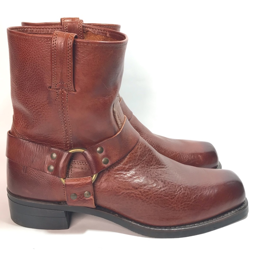 Frye Men's Cognac Short Moto Harness Boots Men’s Size… - Gem